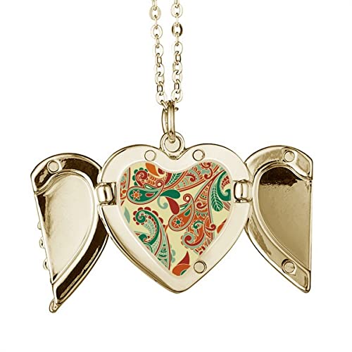 Flower Point Decoration Pattern Folded Wings Peach Heart Pendant Necklace