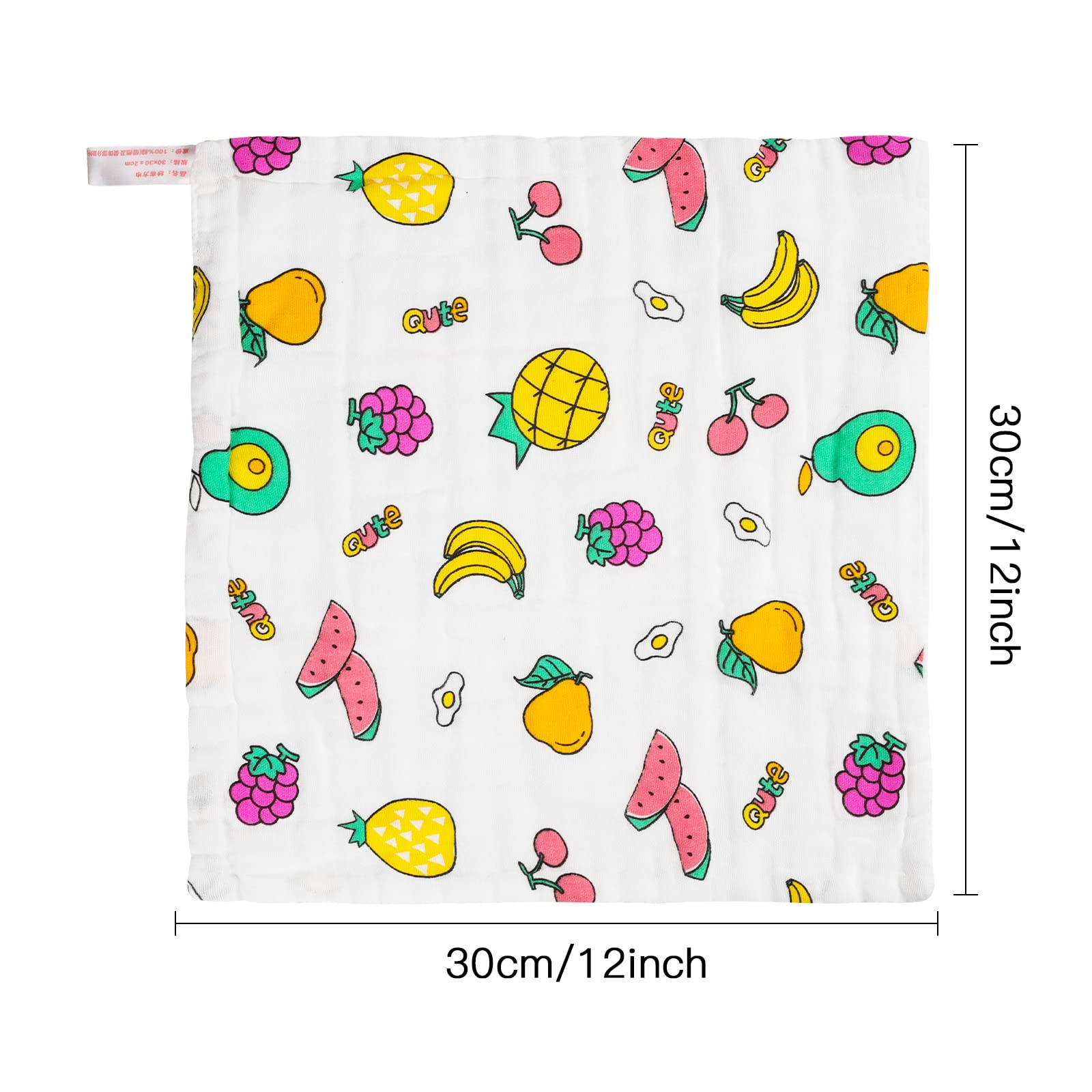GIELYPANO 100% Cotton Absorbent Kitchen Dish Towels Set of 3,Gauze Kitchen Hand Towels, Ultra Soft Dish Towels Dish Cloths, Quick Drying Dish Rags - 12 x 12 Inches, 3 Pack (Fruit)