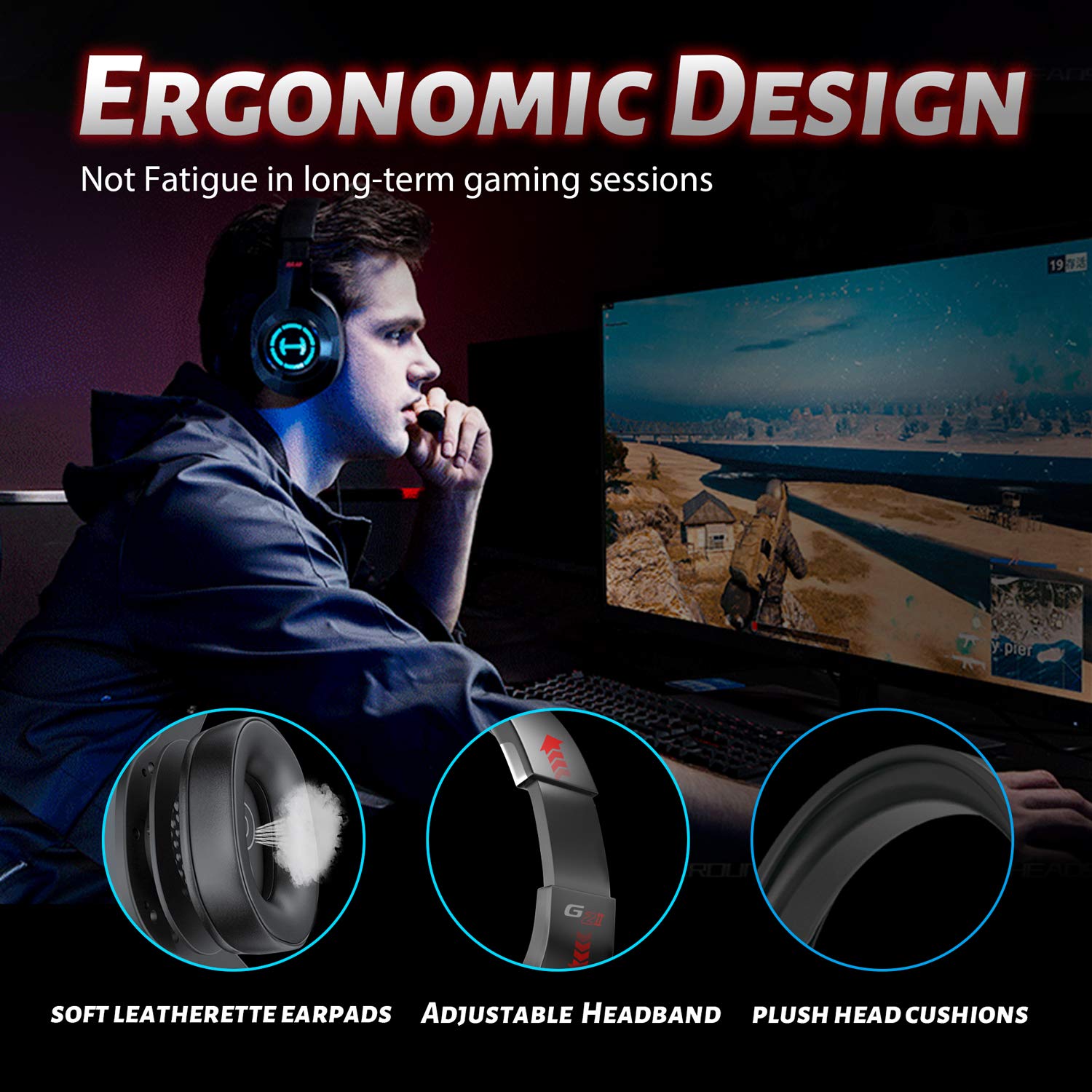Edifier G2II Gaming Headset for PC PS4 USB Wired Gaming Headphones with 7.1 Surround Sound with Noise Canceling Microphone and RGB Light 50mm Driver Compatible with Mac Desktop PC Black