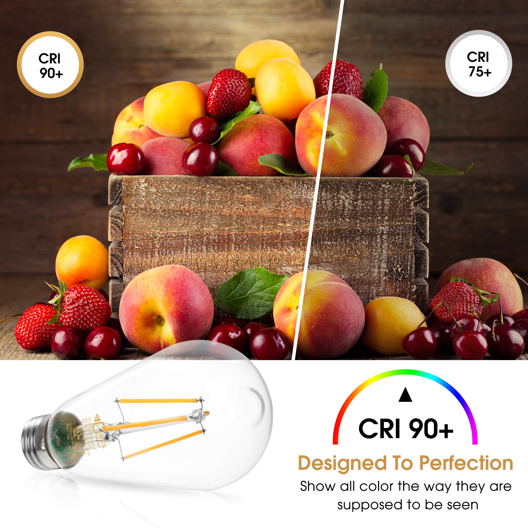 Edison Bulbs [4 Pack], DORESshop Edison Light Bulb, Incandescent Light Bulbs, ST64, E26 Bulb, Dimmable Lightbulbs with Amber Glass, Warm White 2700K Edison Bulb for Wall Sconces, Home Lighting Fixture