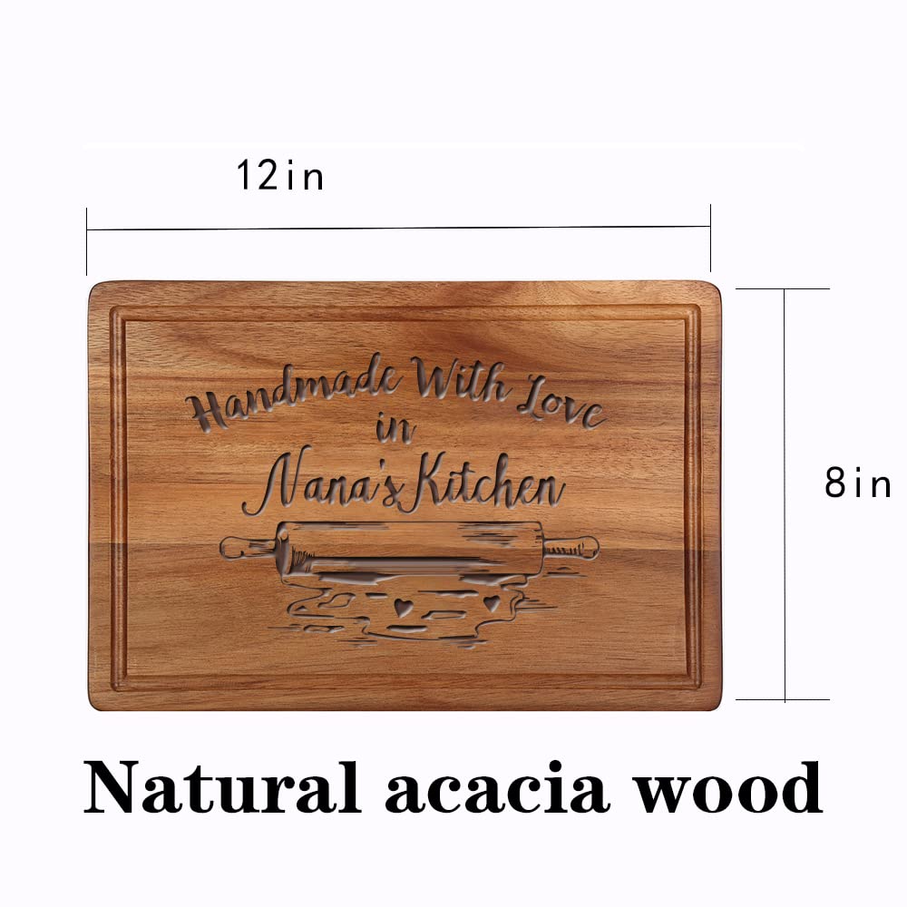Gift for Nana, Hand made With Love in Nana's, Engraved Kitchen Cutting Board, Gifts for Mom, Grandma, Nana, Mother's Day Gift, Christmas Gift One Size