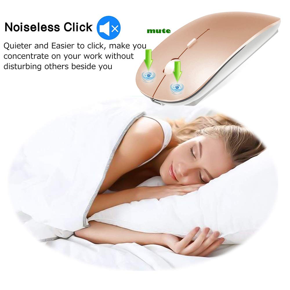 KLO Bluetooth Mouse for MacBook/MacBook air/Pro/iPad, Wireless Mouse for Laptop/Notebook/pc/iPad/Chromebook (BT/B Rose Gold)