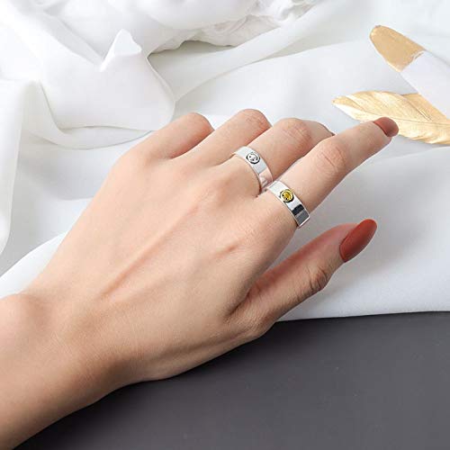 DXZNBEST Women Smiley Face Matching Rings Band Open Smiling Face Rings Statement Asthetic Jewelry Adjustable Bands for Women Men 2PCS
