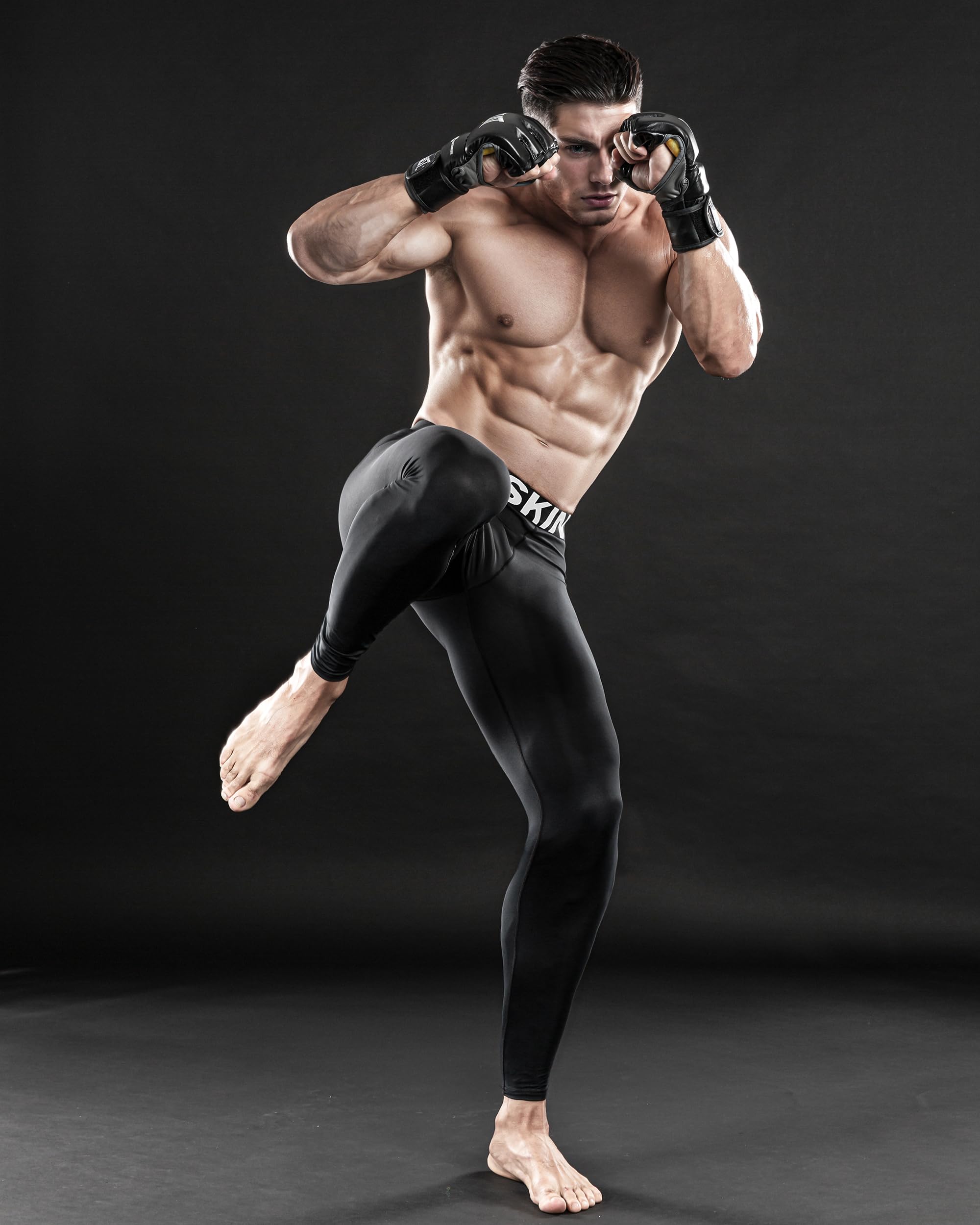 DRSKIN 3 Pack Men’s Compression Pants Tights Leggings Sports Baselayer Running Athletic Workout Active (Line (BB01+DNA08+DMBB09), M)