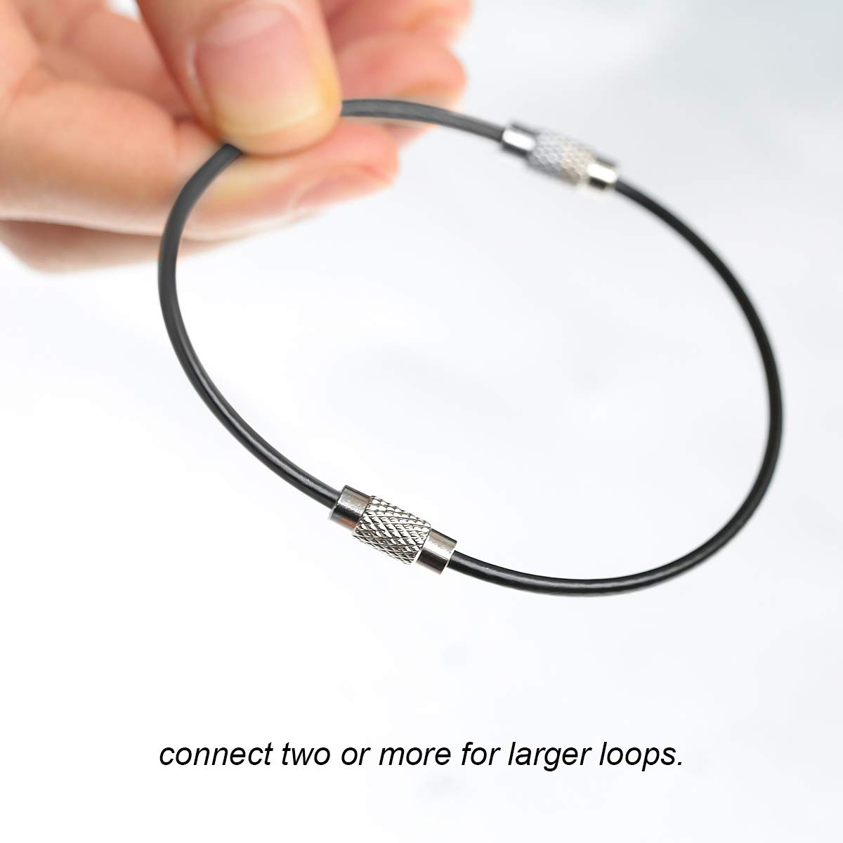 CrocSee 4 Inches Key Rings Stainless Steel Wire Keychains Cable Heavy Duty Luggage Tags Loops Tag Keepers 2mm Twist Barrel (20)