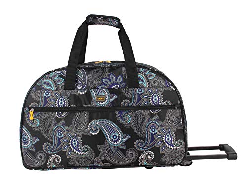 LUCAS Designer Carry On Luggage Collection - Lightweight Pattern 22 Inch Duffel Bag- Weekender Overnight Business Travel Suitcase with 2- Rolling Spinner Wheels (Paisley Peacock)