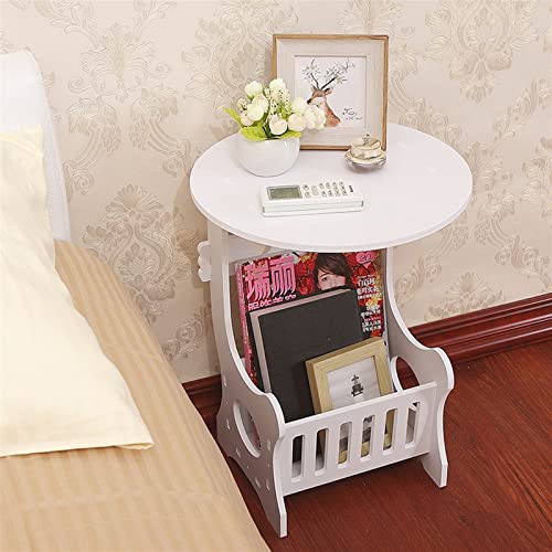 HIGOH Bedside Table Round Household Simple Living Room, Bedroom, Storage Rack, Bedside Cabinet