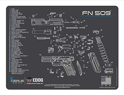 EDOG FN509 EDOG Cerus Gear Schematic (Exploded View) Heavy Duty Pistol Cleaning 12x17 Padded Gun-Work Surface Protector Mat Solvent & Oil Resistant