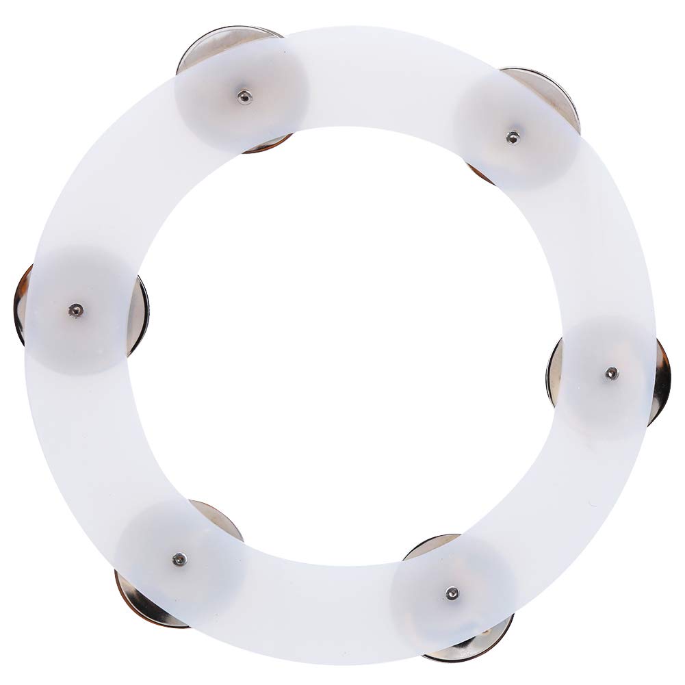 Drum Cymbals Hi Hat Tambourine Stainless Steel and Rubber Hi Hat Tambourine with Two Color for Drum Set Performance(Silver)
