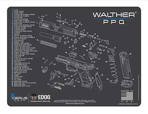 EDOG PPQ Gun Cleaning Mat - Schematic (Exploded View) Diagram Compatible with Walther PPQ Series Pistol 3 mm Padded Pad Protect Your Firearm Magazines Bench Surfaces Gun Oil Solvent Resistant