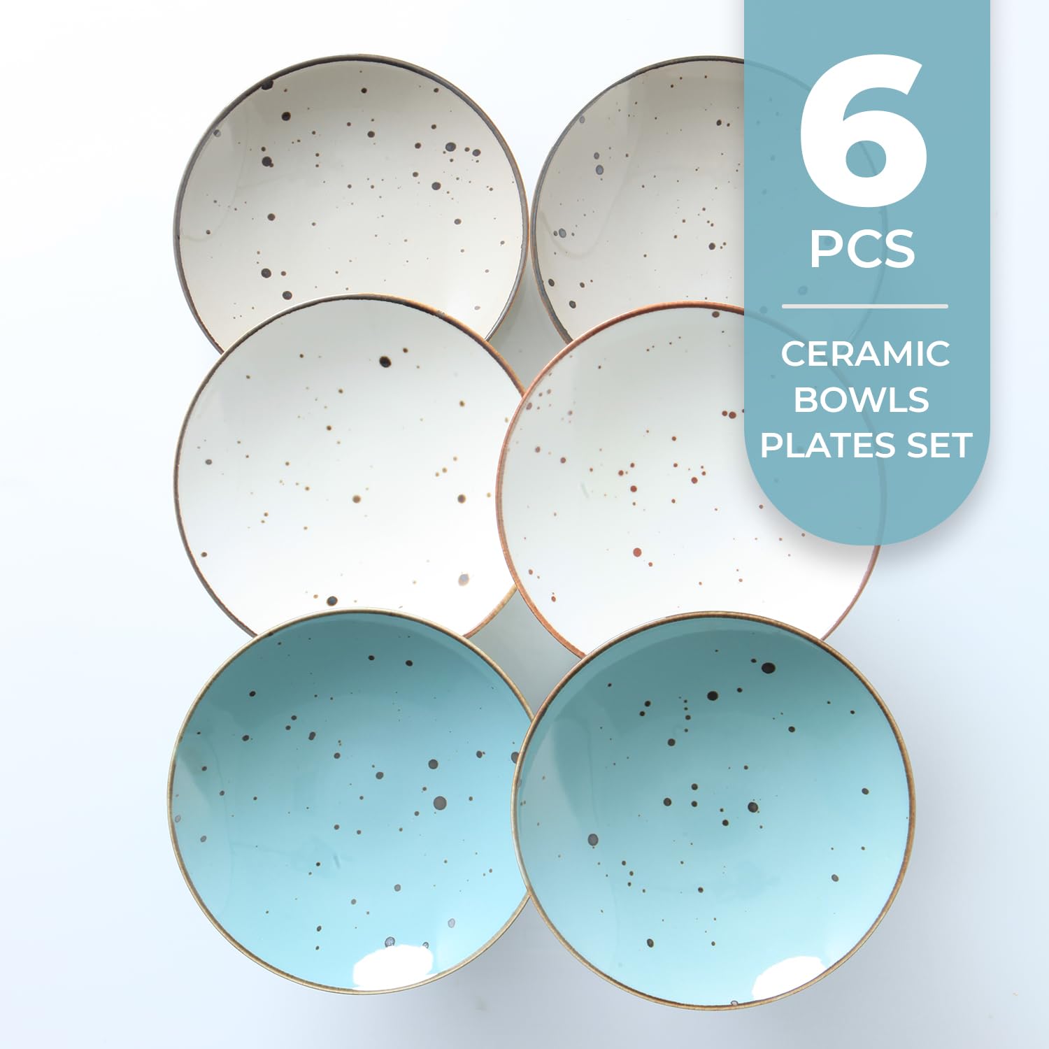 Esfour Ceramics Small Hand Craft Dessert Bowls - 12oz, Set of 6 - Microwave, Oven, Dishwasher Safe, Ice Cream, Soup, Snacks, Rice, Cereal, Chili, Side Dishes, Dips, Ideal Gift - Vivid Assorted Colors