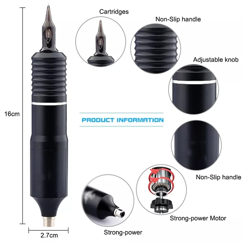 HOUKAI Tattoo Machine Kit Complete Rotary Pen Set Tattoo Cartridge Needles for Permanent Makeup Eyebrow Tattoo Body Artist (Color : Gray)
