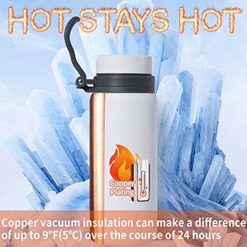 Insulated Water Bottle Stainless Steel Water Bottles Wide Mouth White 25 oz
