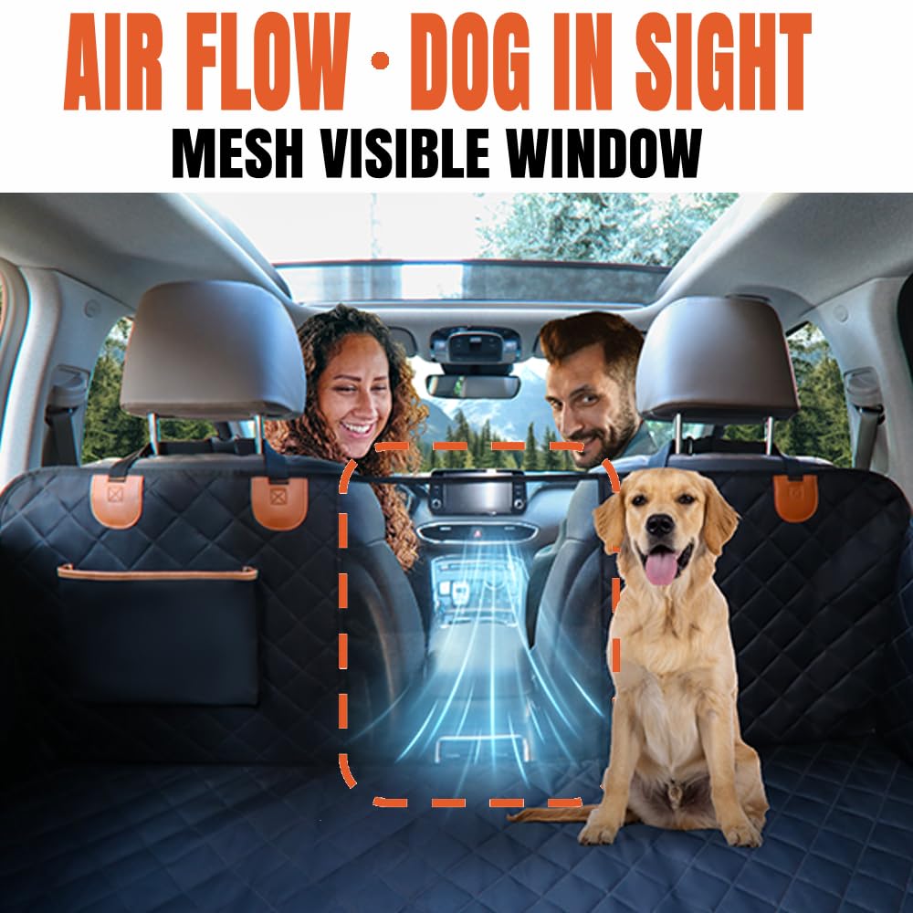 Large Backseat Cover for Dogs. Car Seat Extender with Hard Bottom & Mesh. Heavy Duty Hammock. Full Car/SUV Protection - Back seat Extender for Dogs. Black. Hard Bottom Car Seat Cover for Dogs. Gray