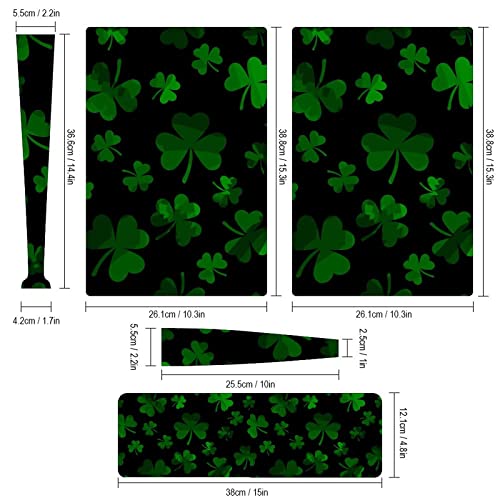 Green Stripe Shamrocks Full Protective Skin Cover Design Wrap Decal Sticker Compatible with PS5 Digital Edition Console and Controller