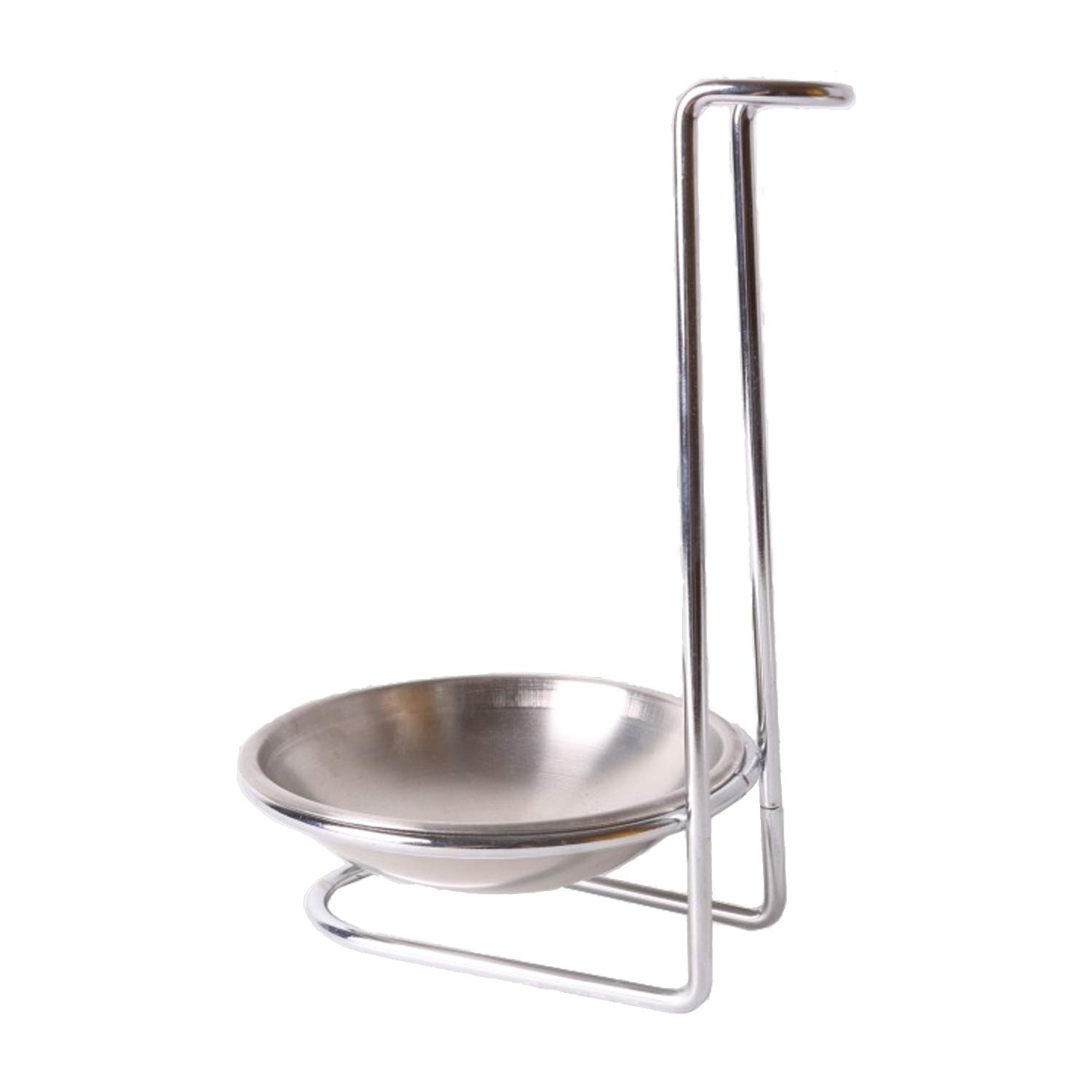 GoldNJade 304 Stainless Steel Single Ladle Holder Vertical Spoon Rest Cooking Utensils Stand with 4.3 inch bowl