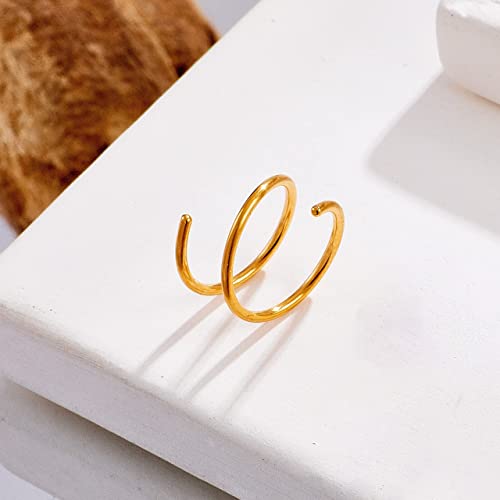 Faiwuoi 3 Pieces Double Nose Ring for Single Piercing Nose Hoops Nose Rings Studs for Women Hoop Nose Ring