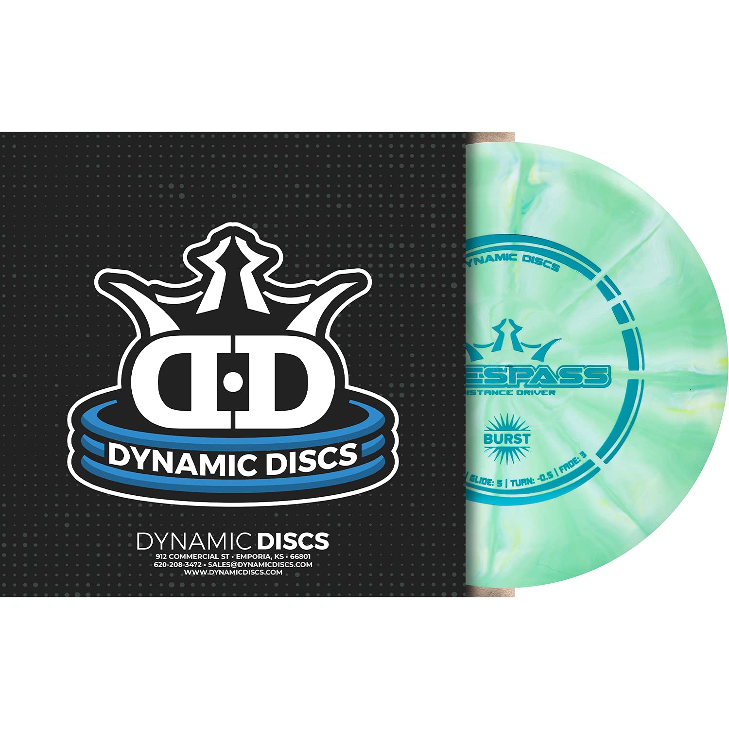 Dynamic Discs Prime Burst Trespass Disc Golf Driver, Men and Women Frisbee Golf Disc, Maximum Distance Driver, Neutral Flight Pattern, Stamp Colors Will Vary, Blue/White