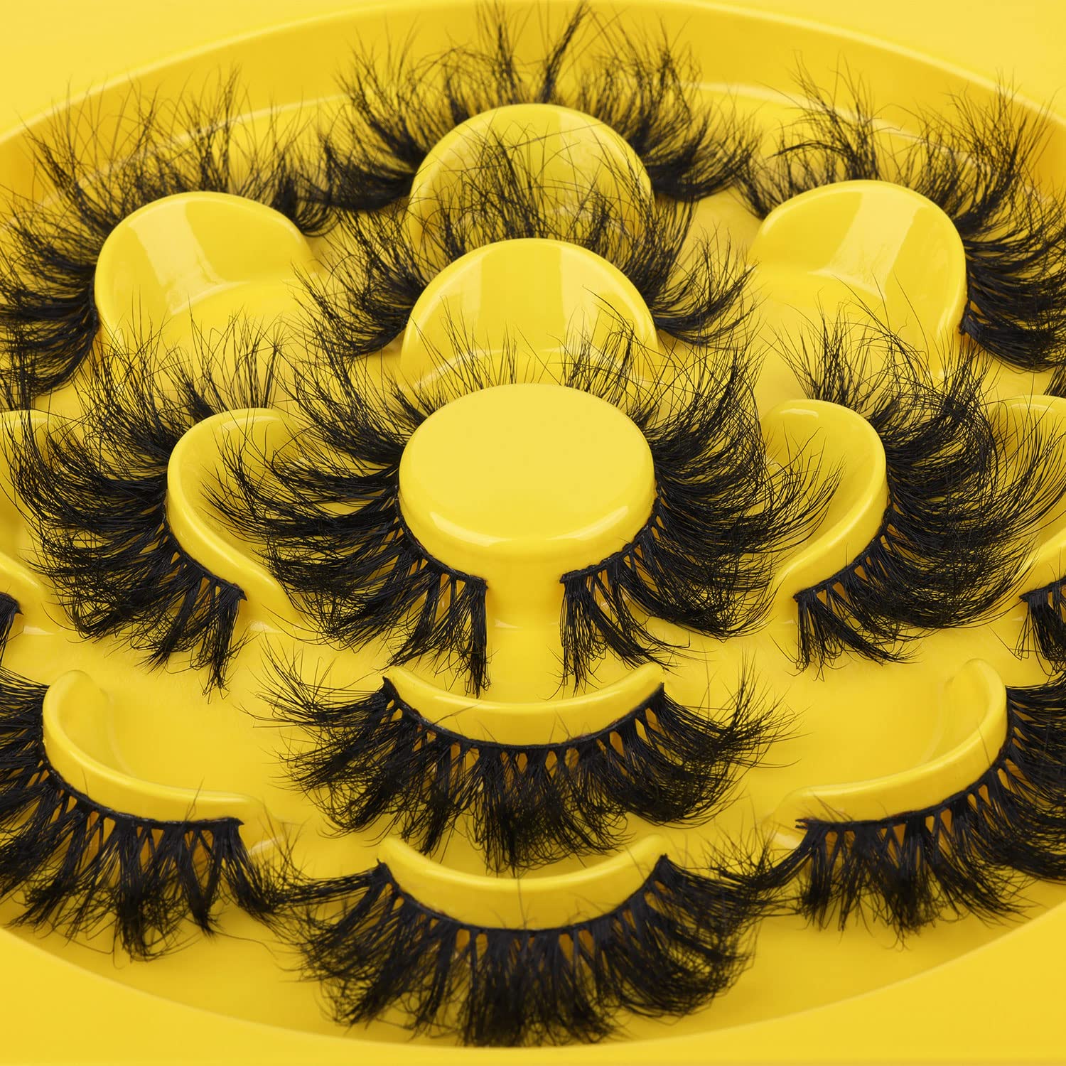 Fake Eyelashes Fluffy Faux Mink Lashes Wispy 20 mm Long Dramaitc Lashes 8D Volume Luxury False Lashes Strip Eyelashes Pack 7 Pairs
