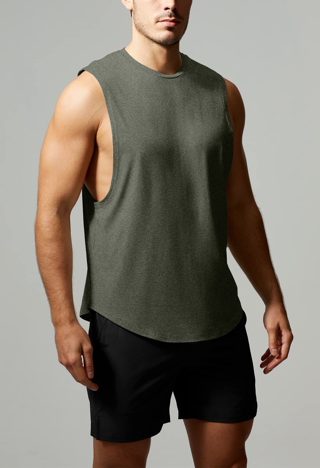 GYM REVOLUTION Men's 5 Pack Workout Tank Tops Muscle Gym Quick Dry Sleeveless Shirts Black White Red Blue Grey M