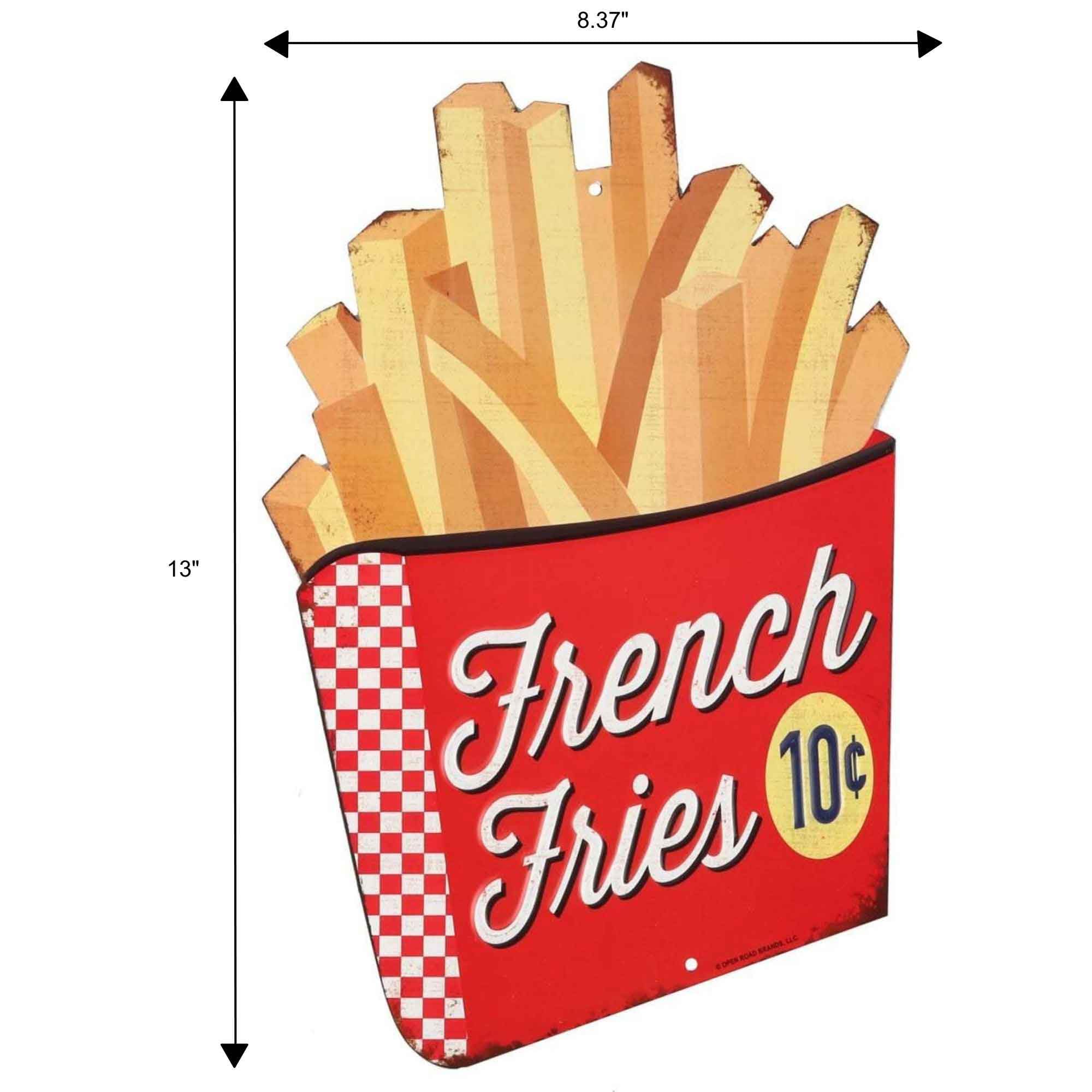 French Fries Embossed Metal Sign - Vintage Diner French Fries Sign for Kitchen or Man Cave