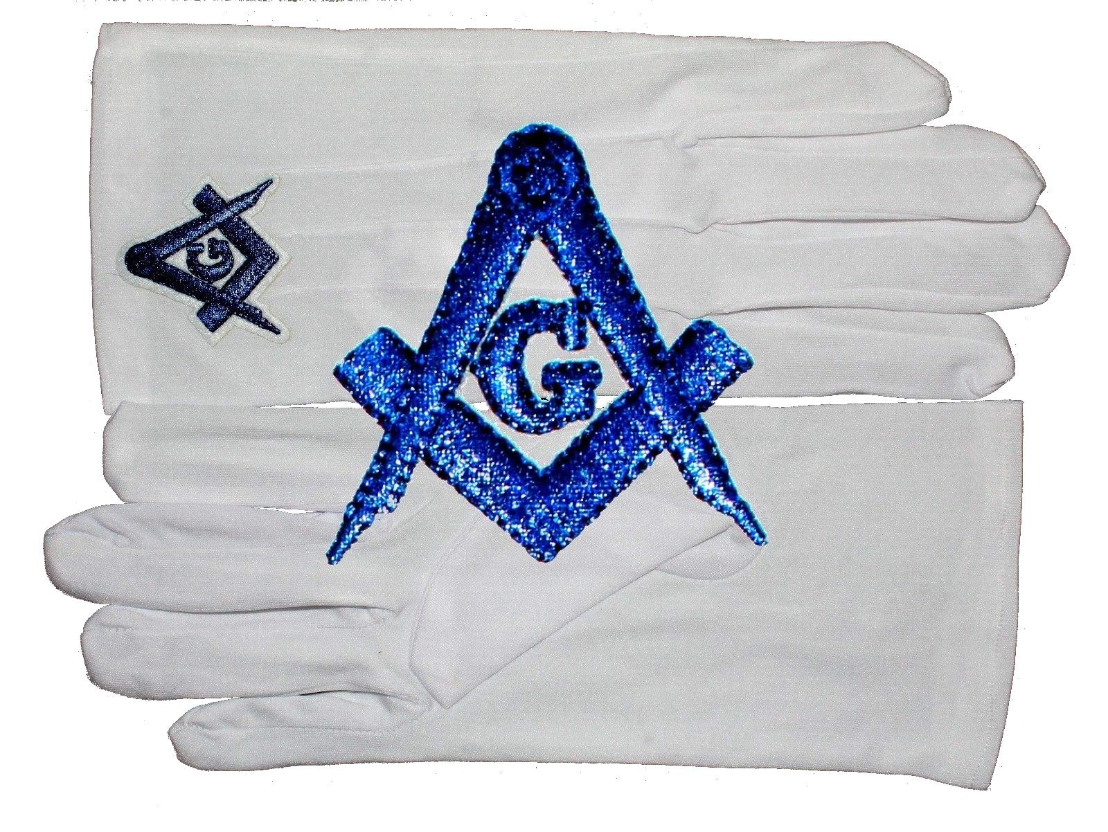DEURA Freemason Mason Masonic White Gloves Blue Lodge Embroidered G Logo Square & Compass