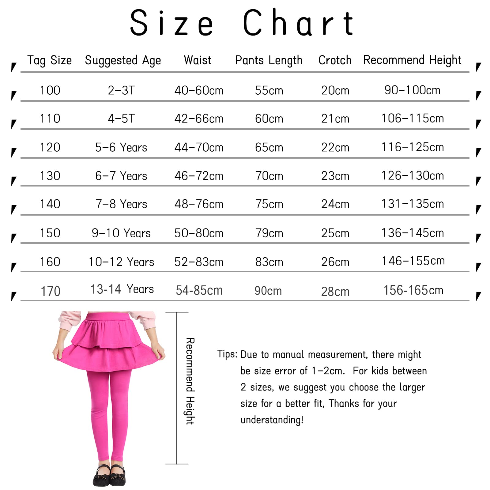 Witwot Toddler Girl Leggings with Skirt Tutu Pants Uniform 5-6 Years Red