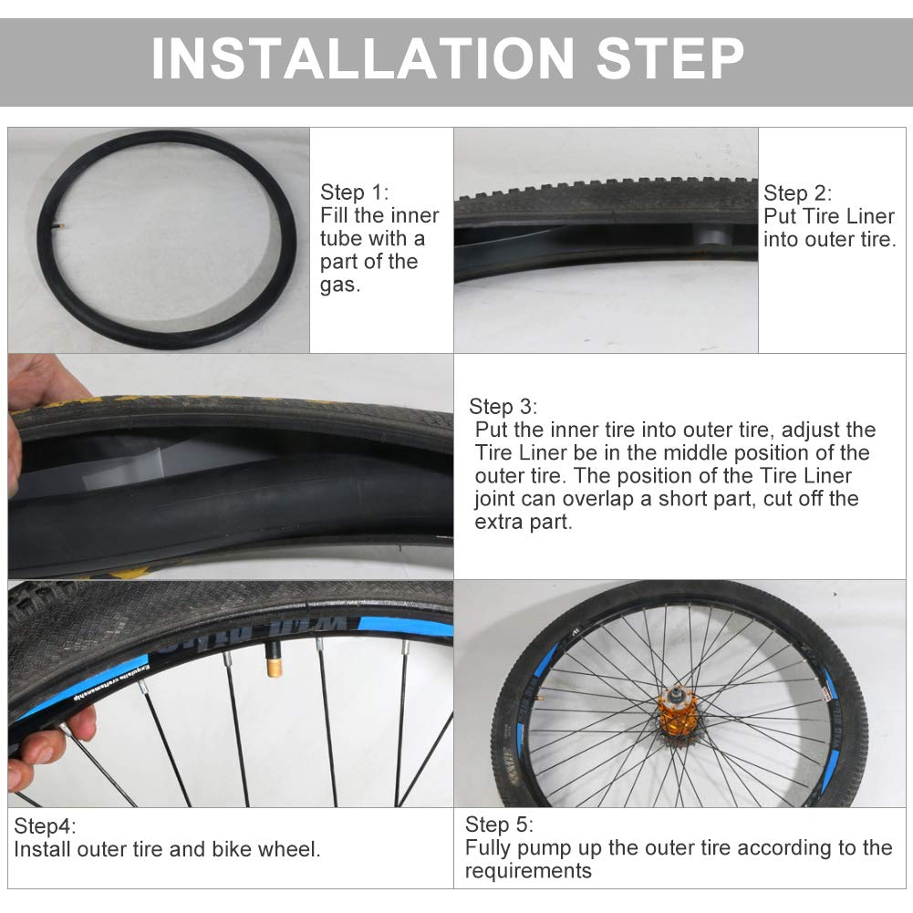 Dilwe Tire Liners, 2 Pcs Thick High Tensile Strength Bike Tire Tube Protectors Puncture Proof Belt for Most Mountain Road Bikes(700C)