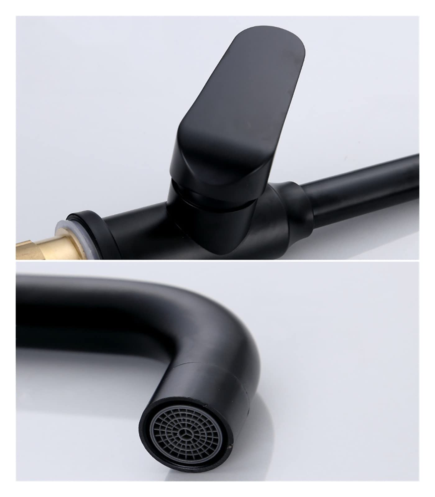 JEMITA Kitchen Faucet 304 Stainless Steel Black & Chrome Hot and Cold Mixer Sink Tap Deck Mount 360 Degree Swivel Kitchen Sink Faucets (Color : 02)