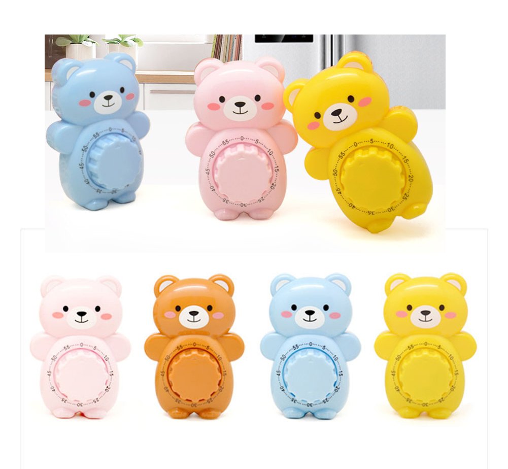 Golandstar Cute Cartoon Bear Timers 60 Minutes Mechanical Kitchen Cooking Timer Clock Loud Alarm Counters Manual Timer (Brown)