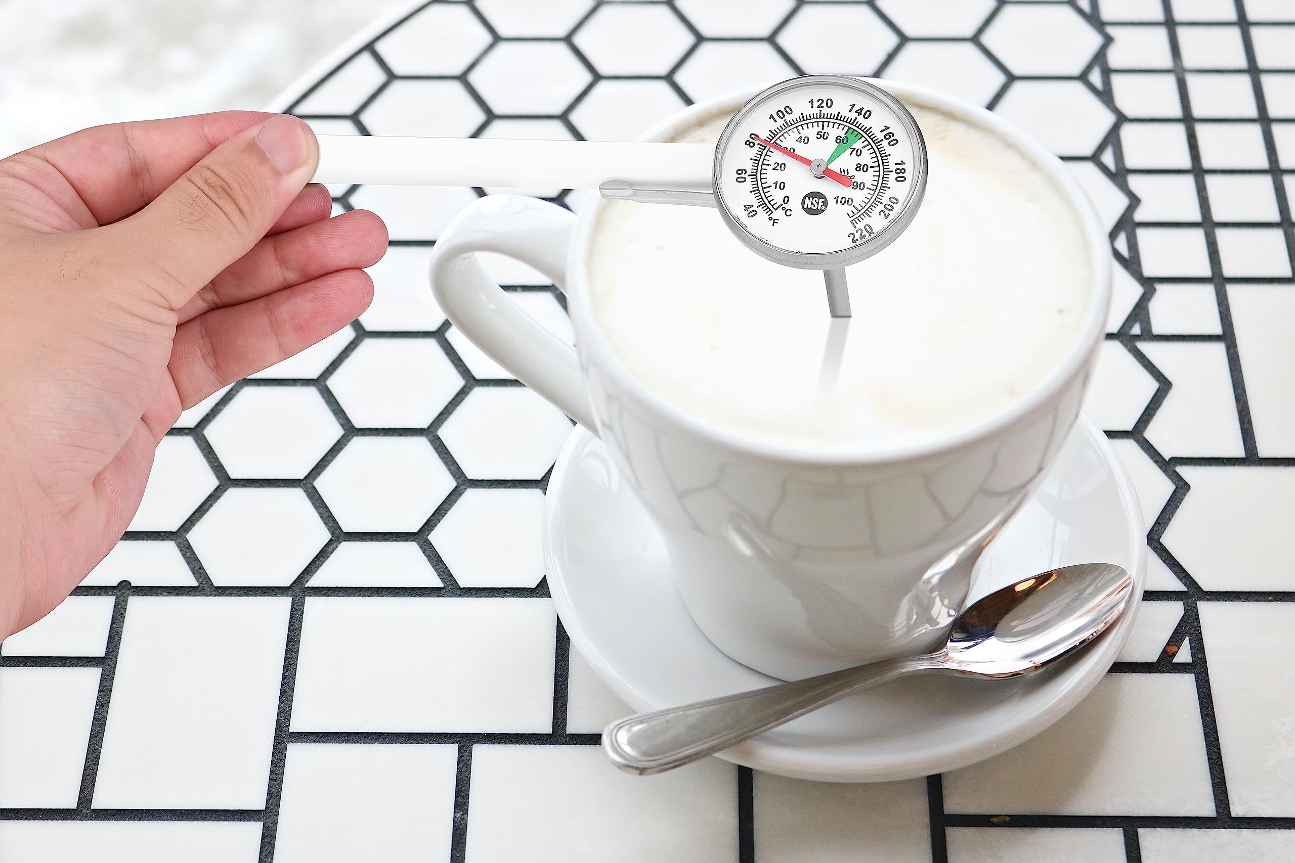 Efengcook 1 3/8 Inch Dial Milk Coffee Food Thermometer with Clip,Best Instant Read Thermometer for The Coffee Drinks,Chocolate Milk Foam,Meat Cooking