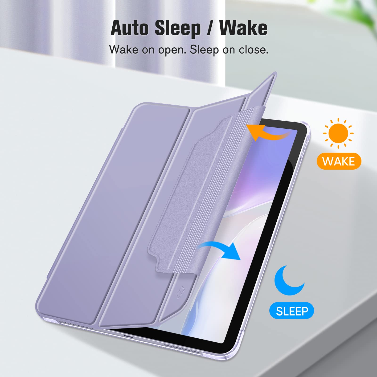 Fintie SlimShell Case for iPad Air 11-inch M2 (2024), iPad Air 5th Generation (2022) / iPad Air 4th Gen 10.9 Inch - [Magnetic Clasp] Lightweight Stand Case with Frosted Back Cover, Lilac Purple
