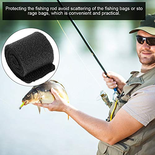 FECAMOS Fishing Accessories, High Flexibility Fishing Gear Strap Very Convenient Reusable Soft Diving Material Convenient Practical 3-5 Rods Capacity for Fishing Tools(Black)