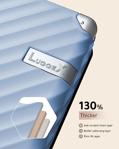 LUGGEX PC 24 Inch Luggage with Spinner Wheels - Hardside Expandable Medium Checked Luggage - Aluminum Corner for Hassle-free Travel
