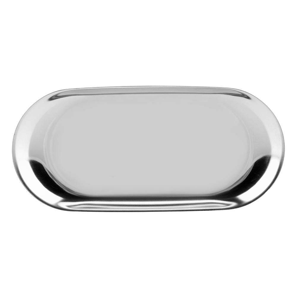 Fdit Nordic Style Storage Tray Cosmetics Jewelry Stainless Steel Cake Plate for Home Kitchen(Silver L)