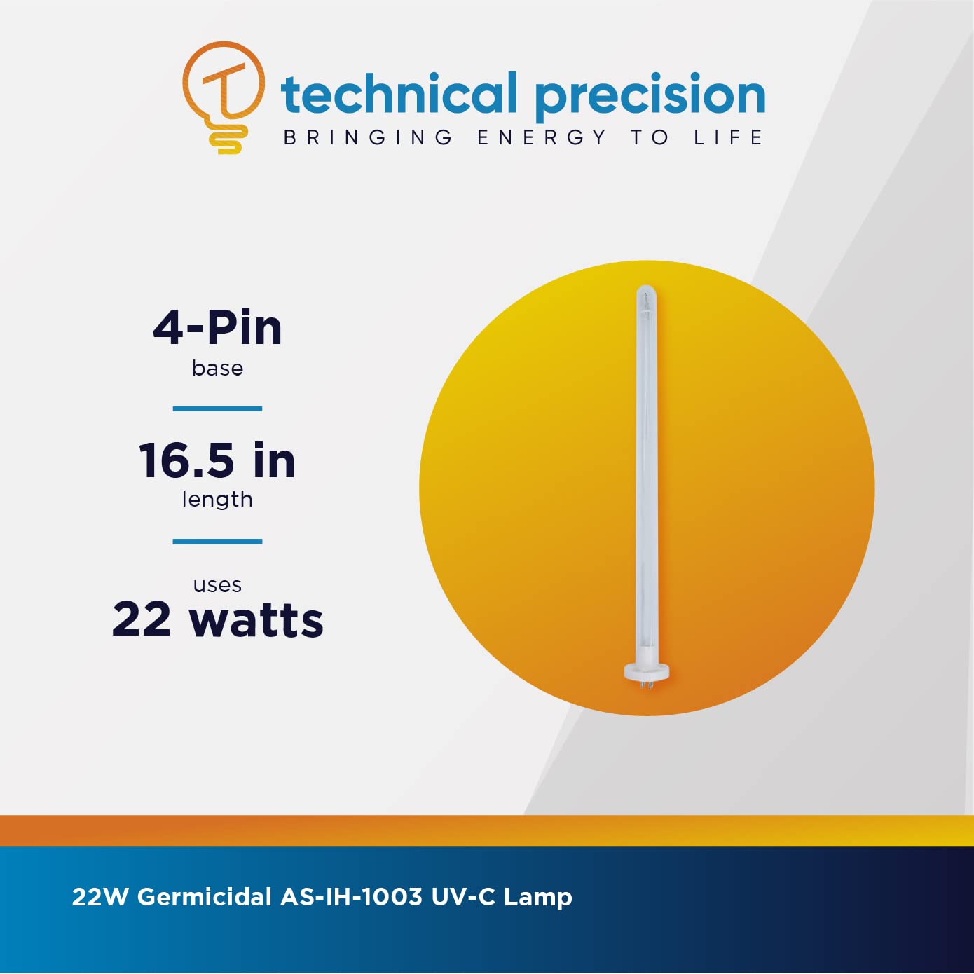 Technical Precision 22W Germicidal Ultra Violet Light UV-C Lamp AS-IH-1003 Replacement for Ultravation Ultramax, UMX, UME, Photronic and Other HVAC UV Light - Air Treatment System - 1 Pack