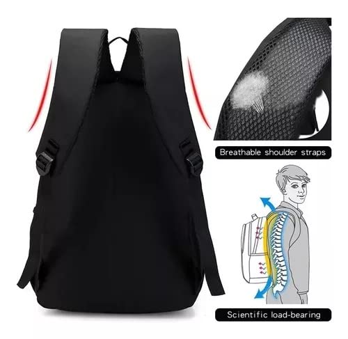Luke Sports Heavy Duty Notebook Backpack Black and Red Three Front Pockets Two Side Pockets Scratch-Proof Fabric