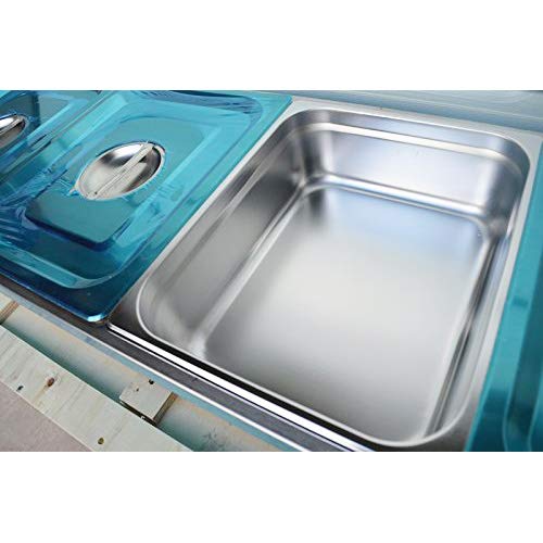 TECHTONGDA Food Soup Warmer Stove Bain Marie Commercial Canteen Buffet Steam Heater 12x8.7x6inch Pan 3 Pan