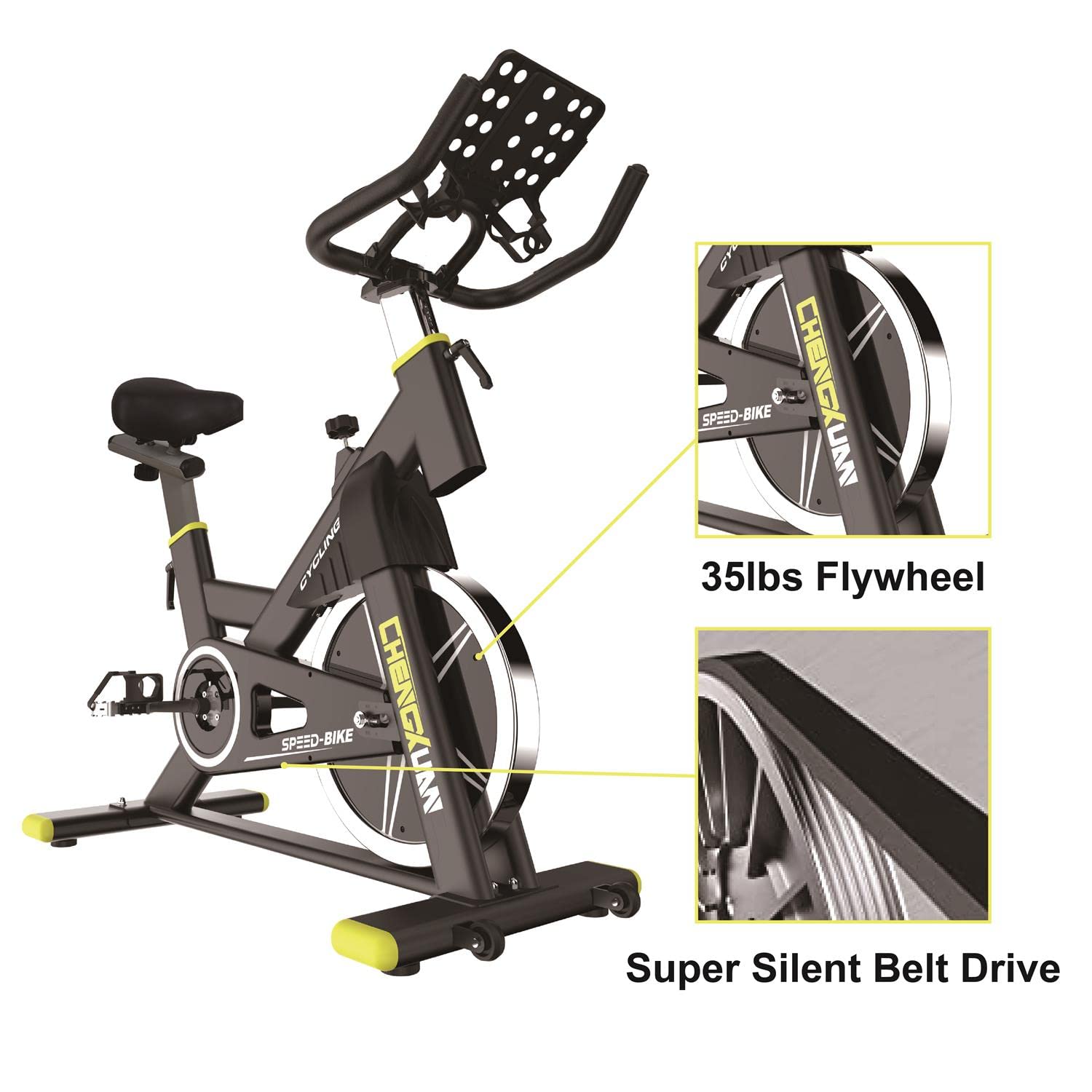 EASY BIG Stationary Exercise Bike with Bluetooth, Magnetic Resistance, 35lbs/16kg Flywheel, Comfortable Cushion for Home Cycling and Cardio Training