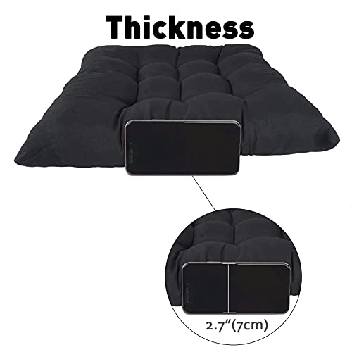 ELFJOY 4 Pack Chair Cushions for Dining Chairs 17x17 inch Seat Cushions for Kitchen Chairs Soft and Comfortable Square Chair Pads with Ties, Black