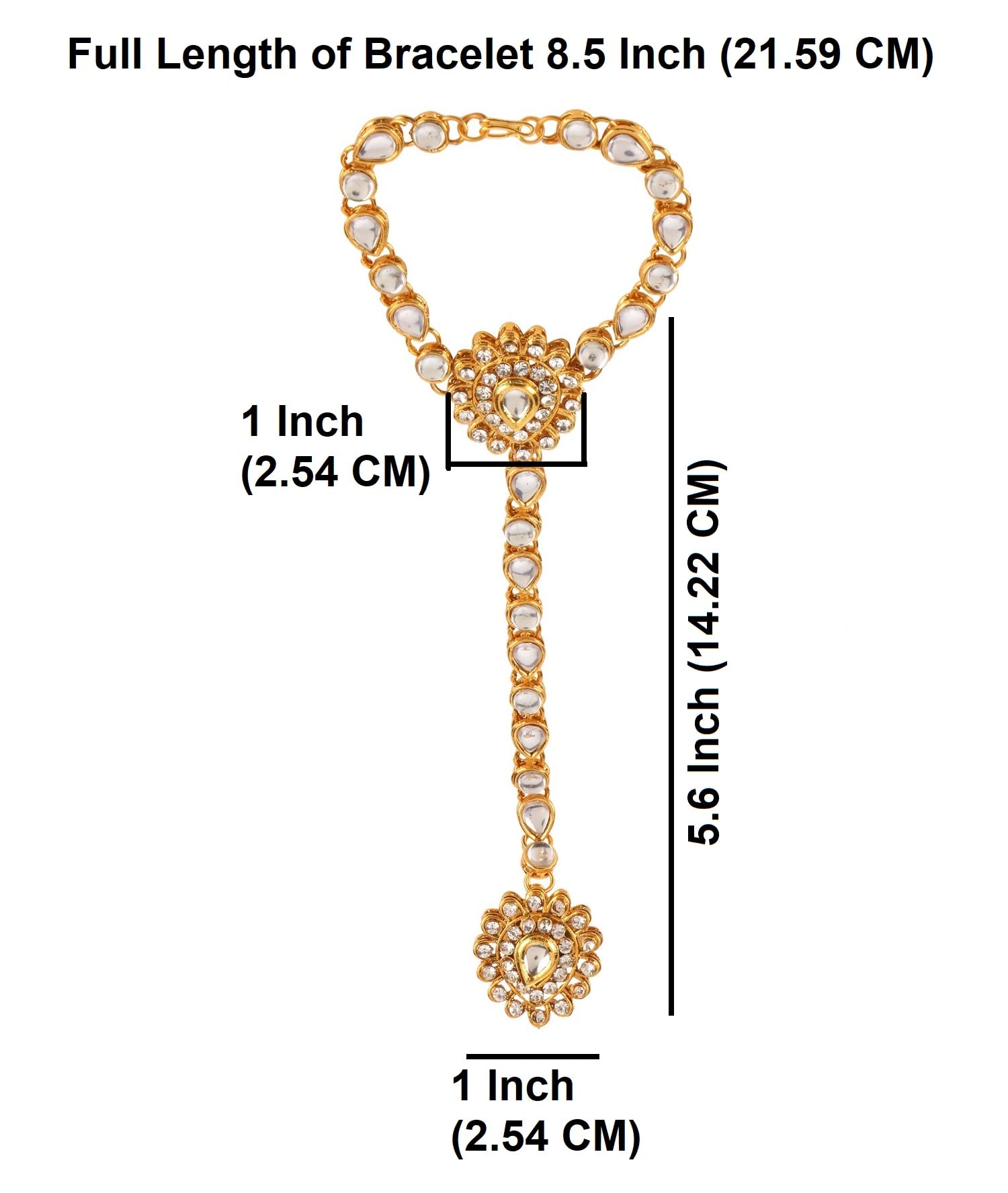 Efulgenz Mothers Day Indian Bollywood Crystal Kundan Finger Ring Link Chain Wedding Bridal Bracelet Hand Harness Slave Bracelet Jewelry