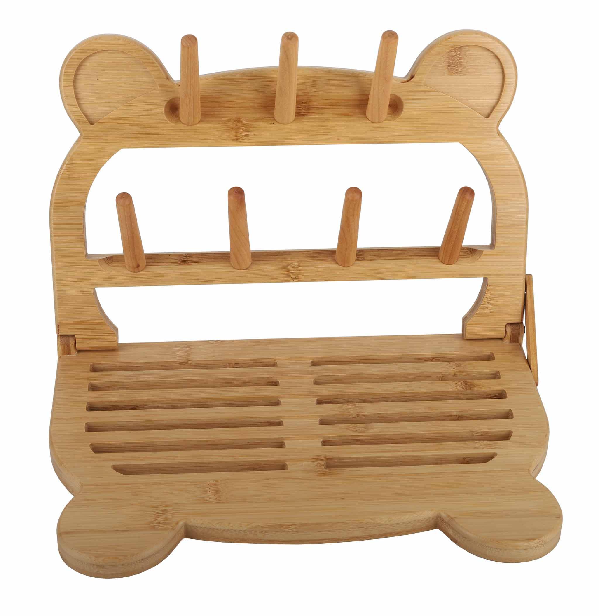 Eforwest Baby Bottle Drying Rack Bamboo, Space Saving Countertop Drying Rack Waterproof Bottle Dryer Holder with Anti-Slip Rubber Pad for Bottles, Nipples, Pump Parts, Cups