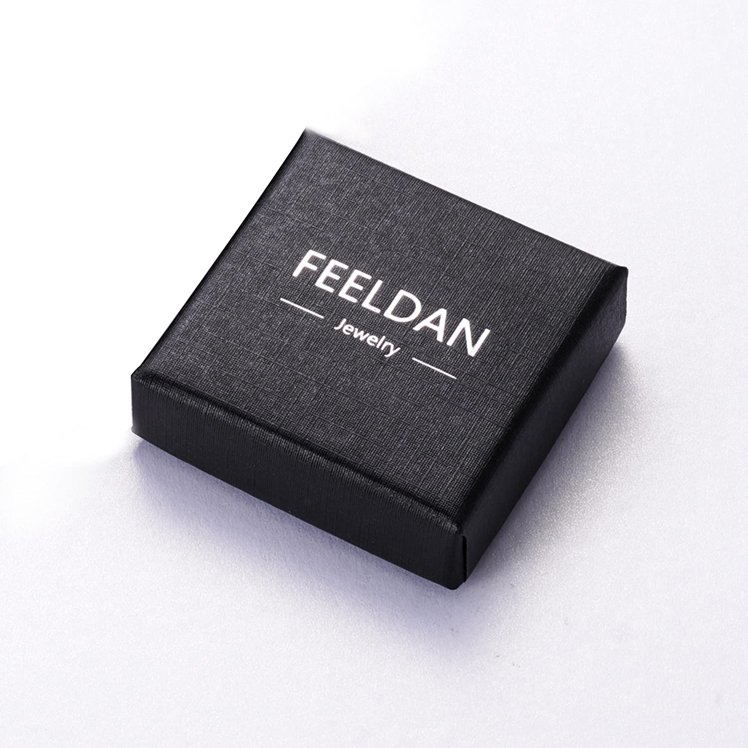 FEELDAN White Gold Plated Sterling Silver Fire Opal Prong Setting Birthstone Rings