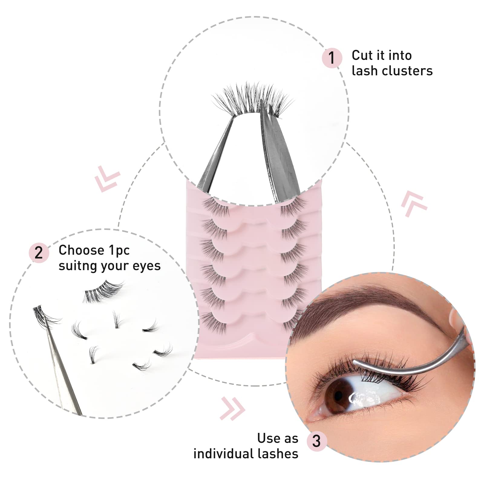 False eyelashes Half Lashes Accent lashes Jiocolor 7 Pairs Half Lashes Natural Look Corner End lash Pack 206