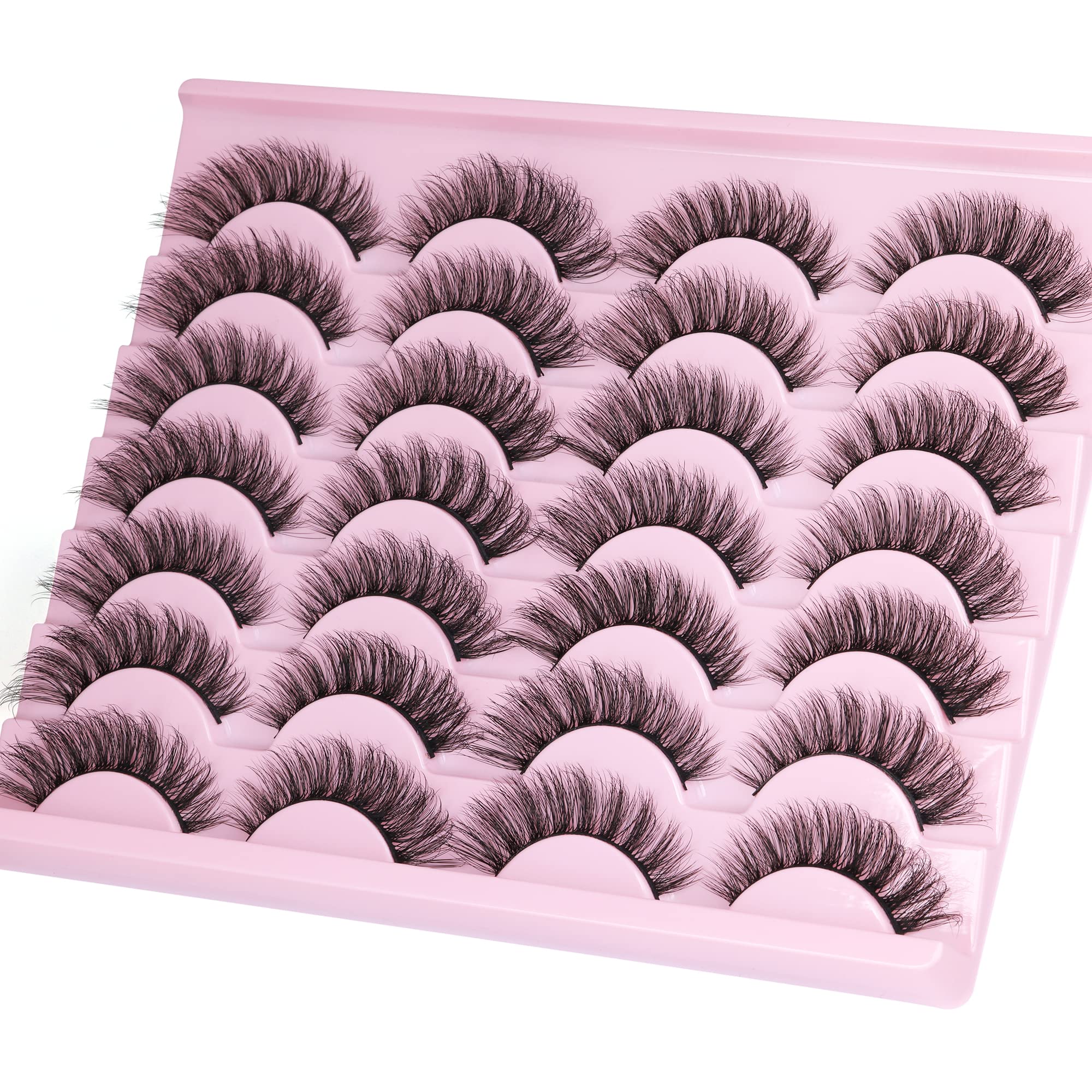 False Eyelashes Natural Look Cat Eye Wispy Lashes Pack 15MM 3D Faux Mink Lashes Fluffy Natural False Lashes 14 Pairs by Ruairie