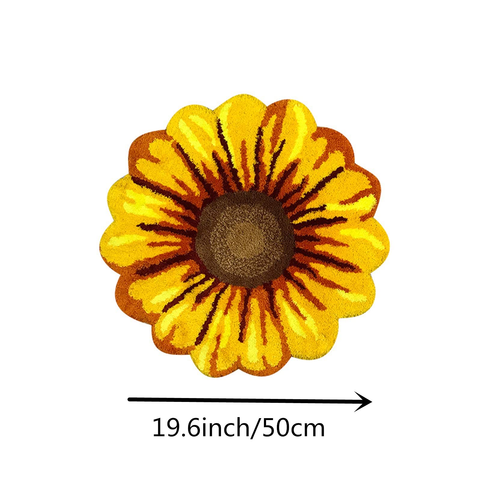 Sunflower Carpet Large Round Sunflower Bedroom Rug Non Slip Rustic Sunflower Bathroom Mat Handmade Area Rug Floor Mat for Home Office(Yellow)