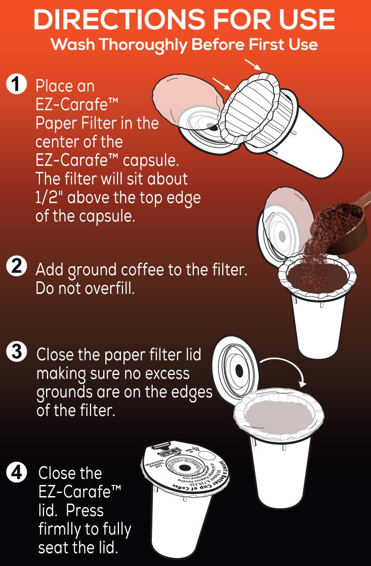 EZ-Carafe Disposable K-Carafe Paper Filters with Patented Top Lid - Compatible and For Use with Keurig 2.0 K-Carafe Reusable Coffee Pods, 4-Pack (120 Filters)
