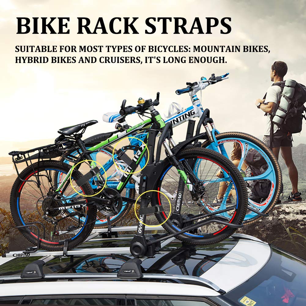 EUGO Bike Rack Straps, Reusable Adjustable Bicycle Bike Wheel Stabilizer Straps with Strong Gel Grip, Fixing Various Types of Bicycles Tire(2 Pack)