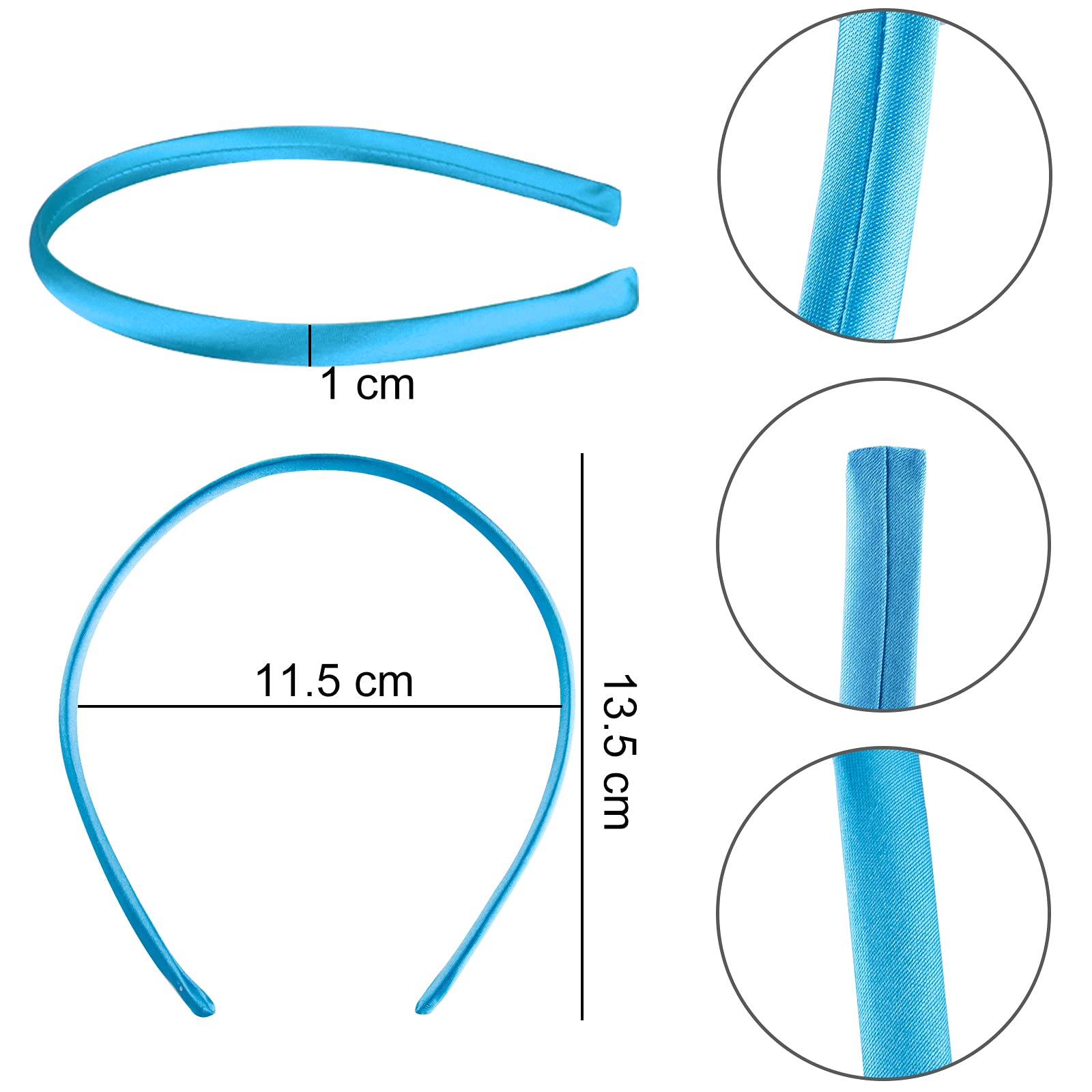 Duufin 60 Pieces Satin Headbands for Girls Headbands 1cm Satin Covered Plain Headband Colorful DIY Headband, 30 Colors