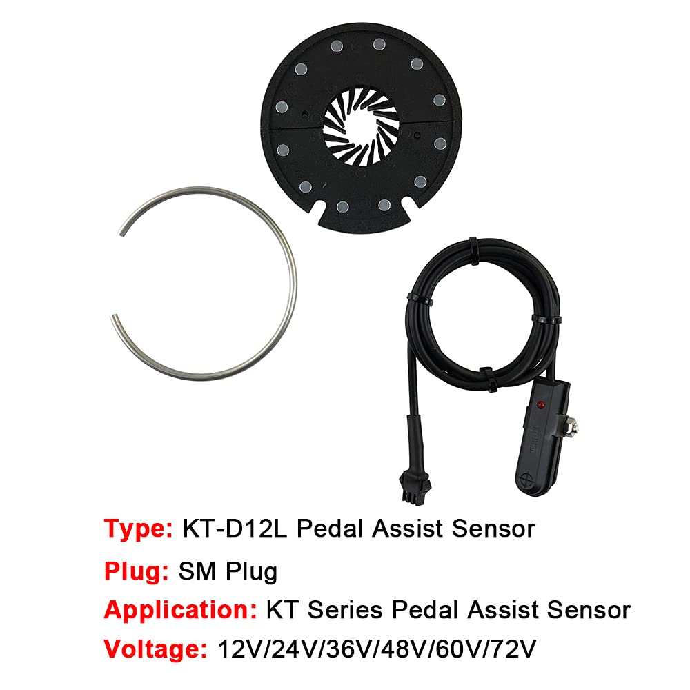 Ebike KT D12L PAS Pedal Assistant Sensor Electric Bicycle Waterproof Connector 12 Magnets Easy to Install, Detachable for Kunteng Conversion Kit Parts